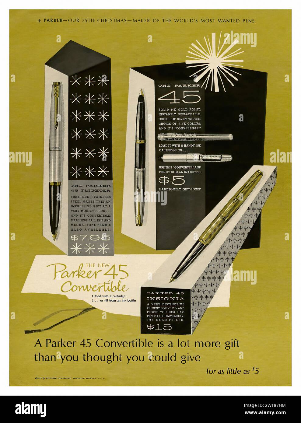 Parker Pens (1963) - Vintage american magazine press advertising Stock ...