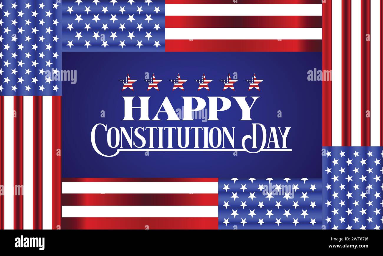 Happy Constitution Day text with usa flag illustration design Stock ...