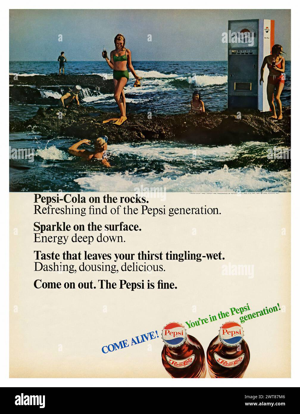 Pepsi (1966) - Vintage american magazine press advertising Stock Photo ...