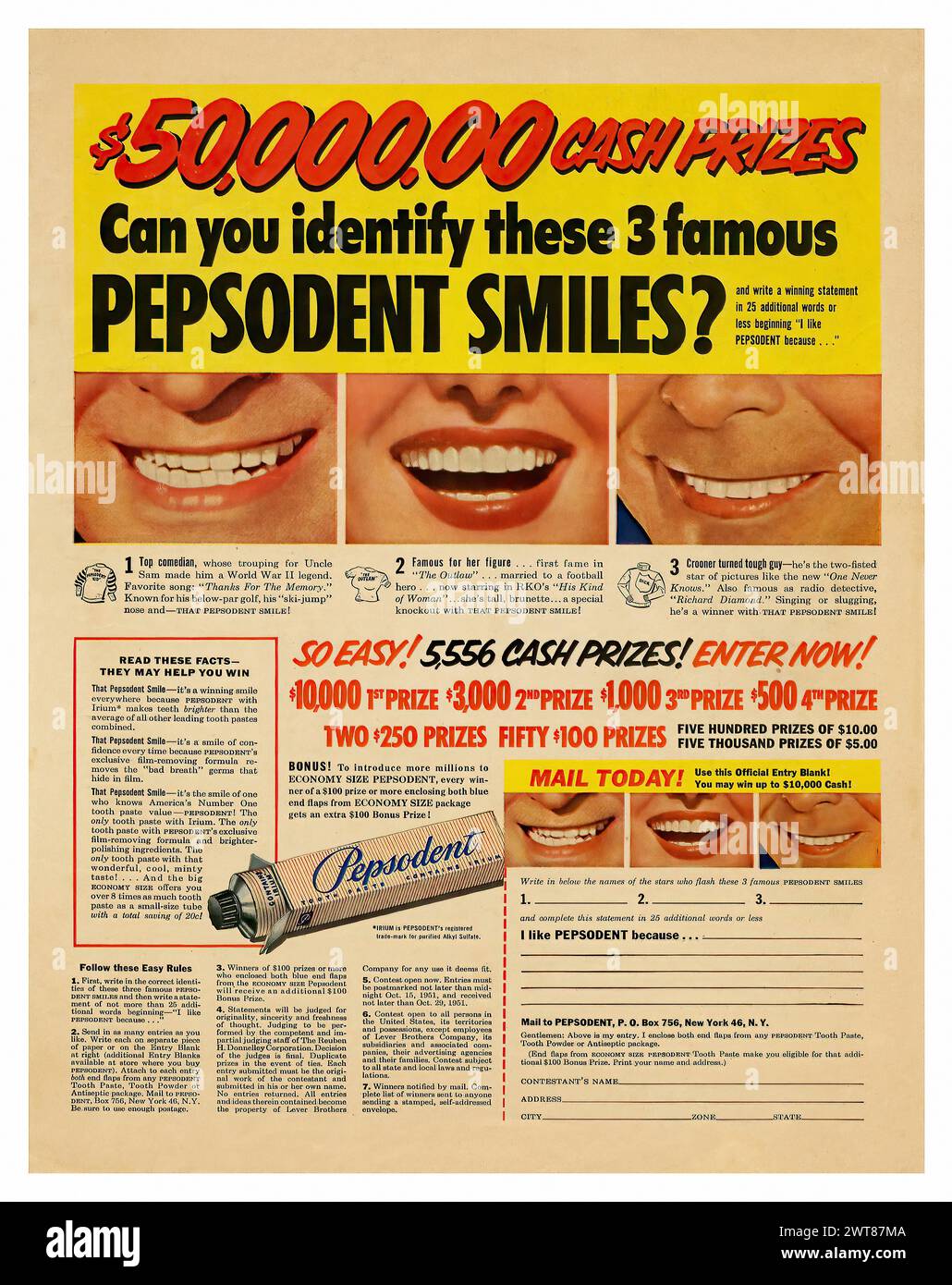 Pepsodent - Vintage american magazine press advertising Stock Photo - Alamy