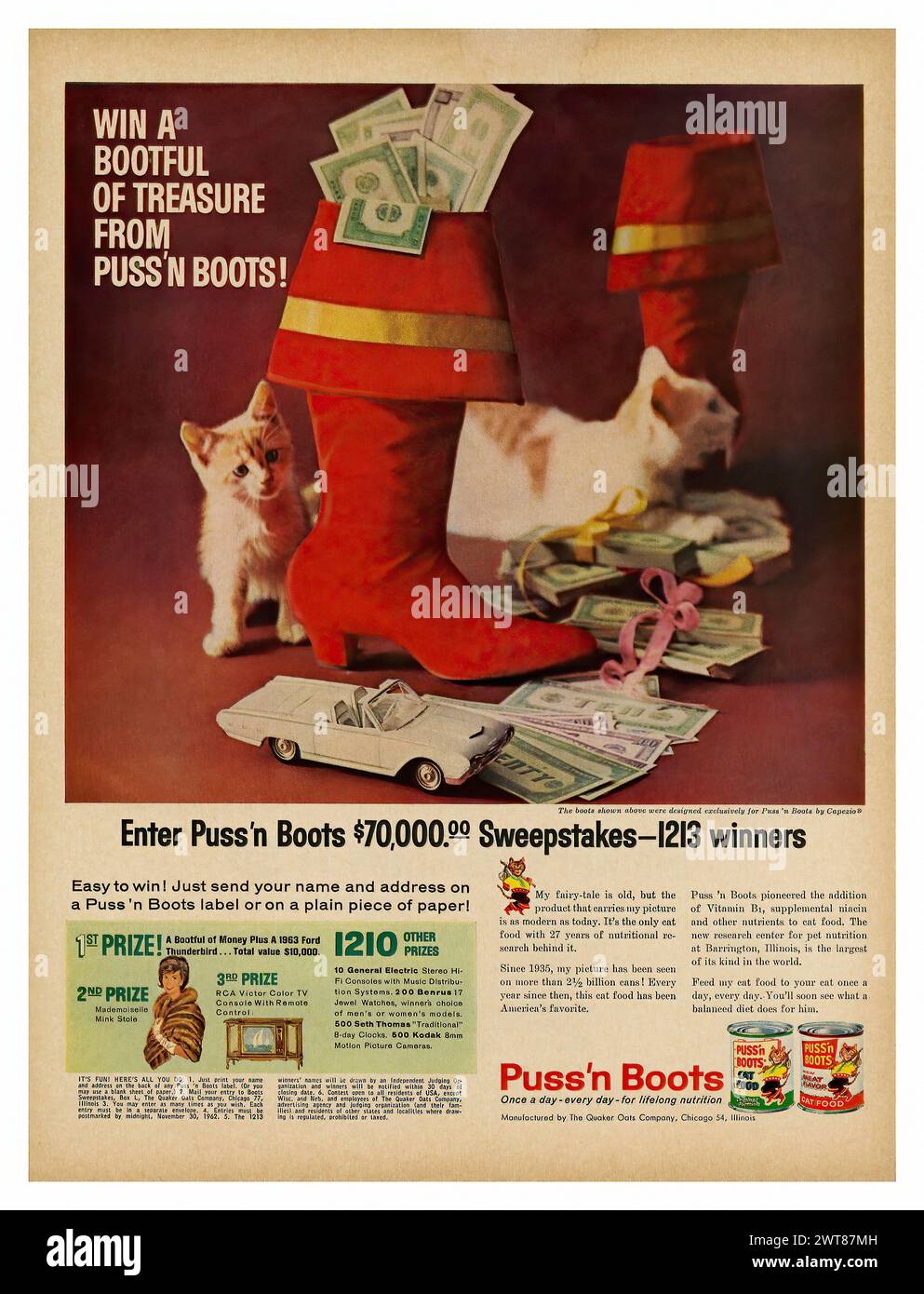 Puss 'N Boots Cat Food (1966) - Vintage american magazine press ...