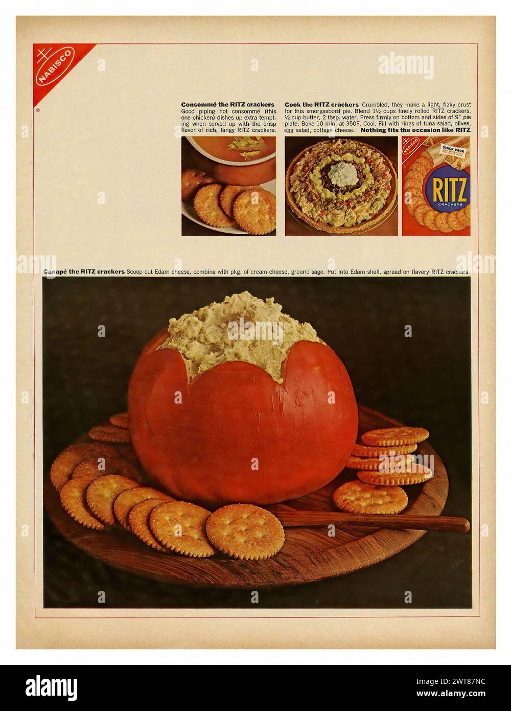 Ritz Cracker - Vintage american magazine press advertising Stock Photo ...