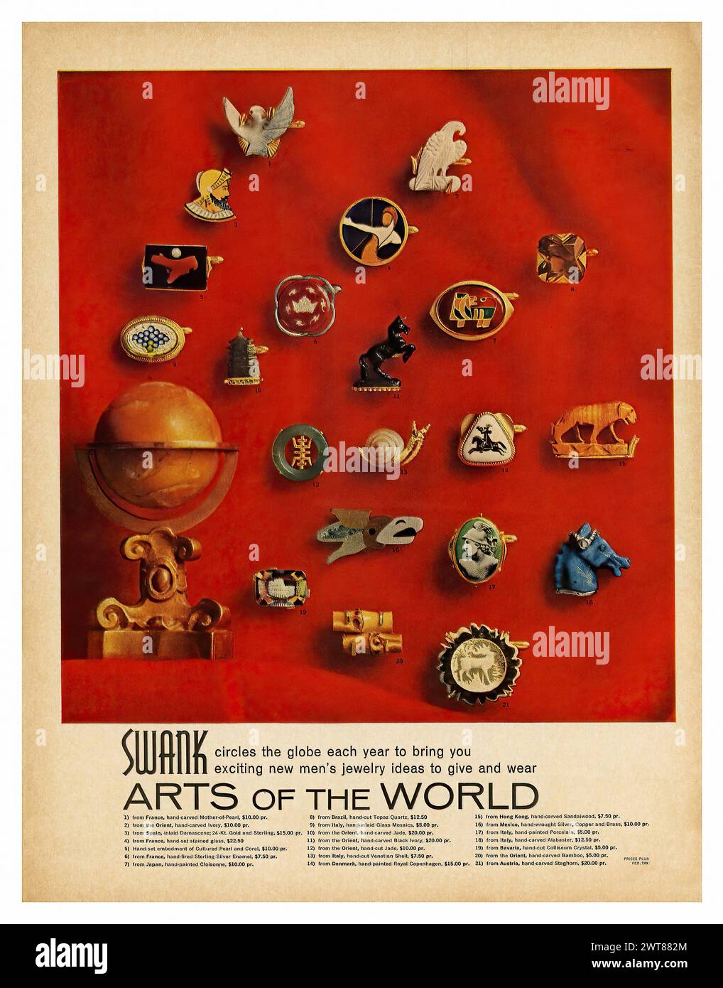 Swank men's jewelry - Vintage american magazine press advertising Stock ...