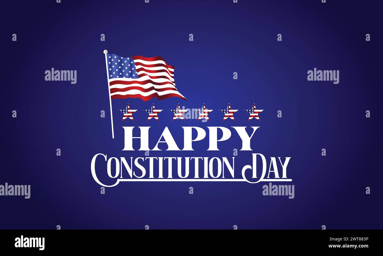 Happy Constitution Day text with usa flag illustration design Stock ...