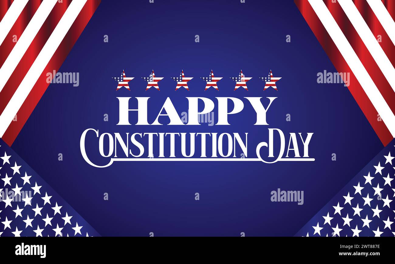 Happy Constitution Day text with usa flag illustration design Stock ...