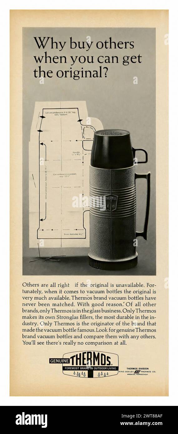 Thermos (1962) - Vintage american magazine press advertising Stock ...