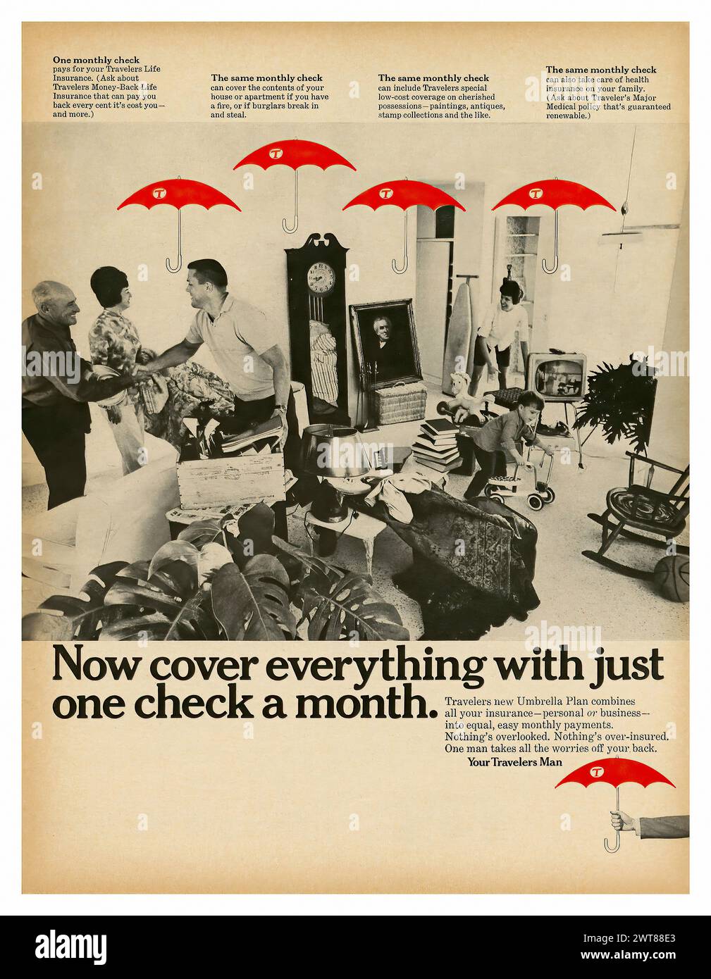 Travelers Insurance - Vintage american magazine press advertising Stock ...