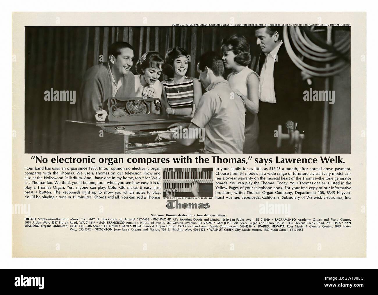 Thomas Organ Company - Vintage american magazine press advertising Stock Photo - Alamy
