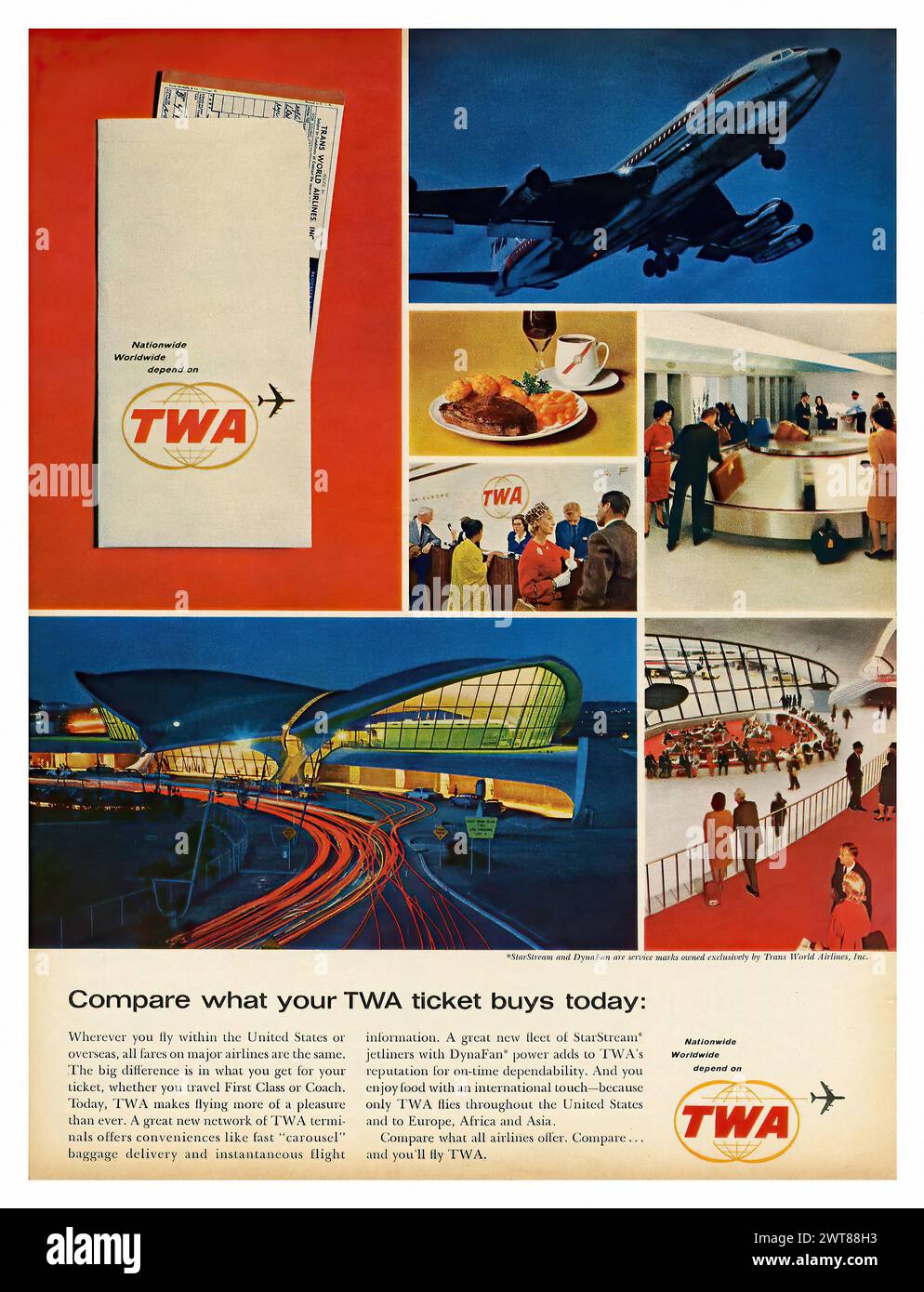 TWA (1962) - Vintage american magazine press advertising Stock Photo ...