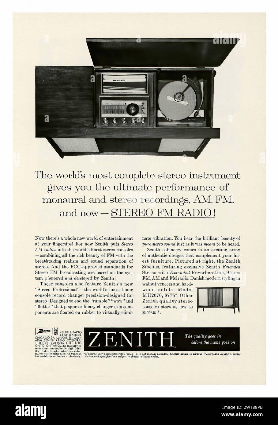 Zenith (1971) - Vintage american magazine press advertising Stock Photo ...