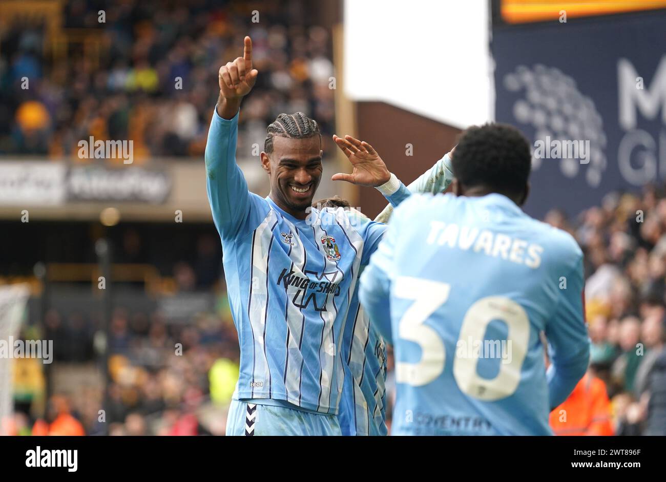 Coventry City's Haji Wright celebrates scoring their third goal of the ...