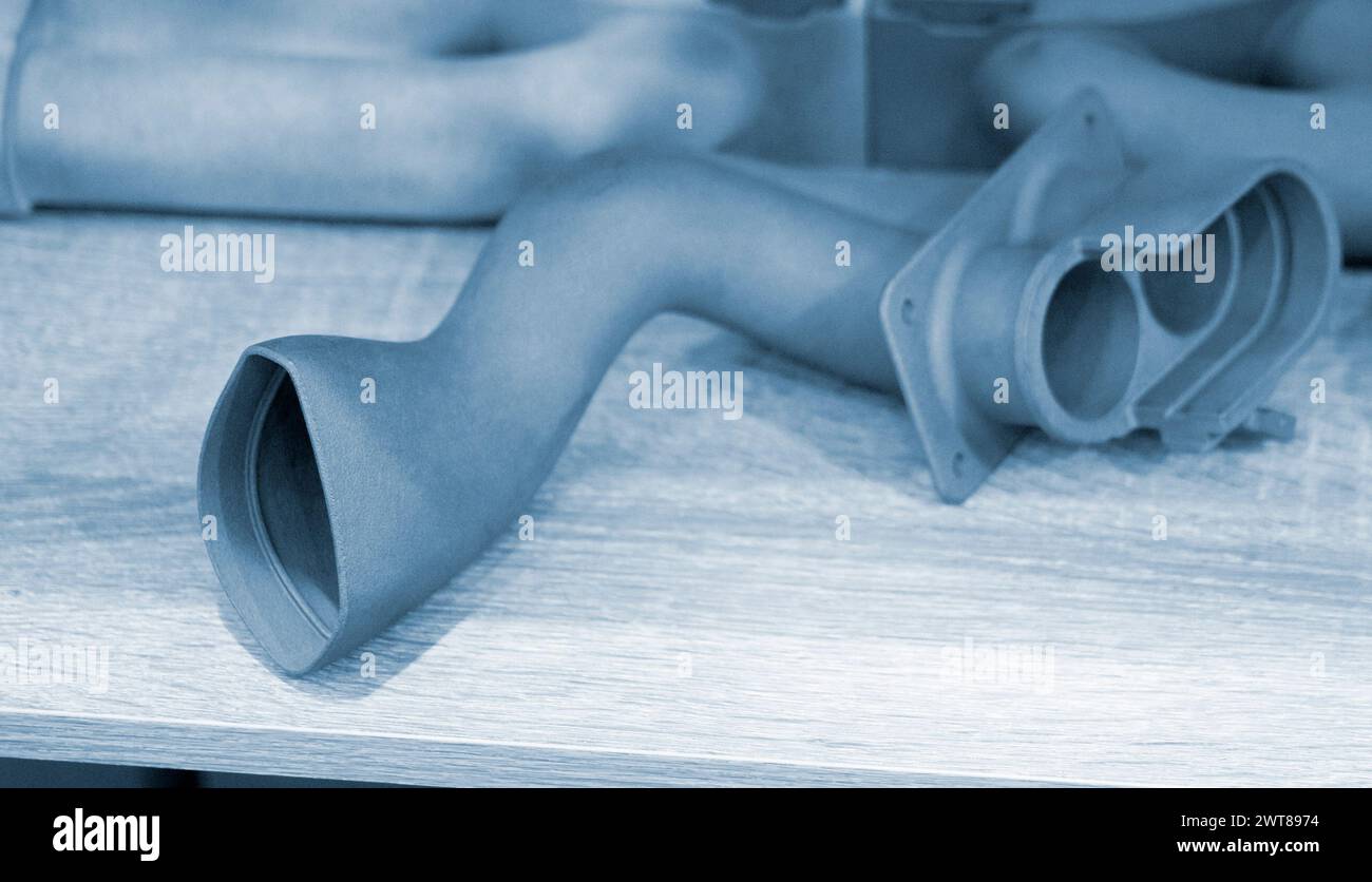 Parts objects from polyamide powder printed on 3D printer. Technology ...