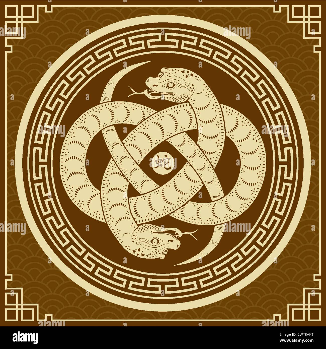 Happy Chinese new year 2025 Zodiac sign, year of the Snake, with yellow ...