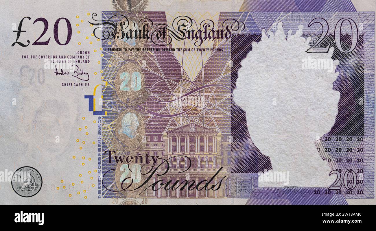 20 Pound sterling banknote border with empty middle area for design ...