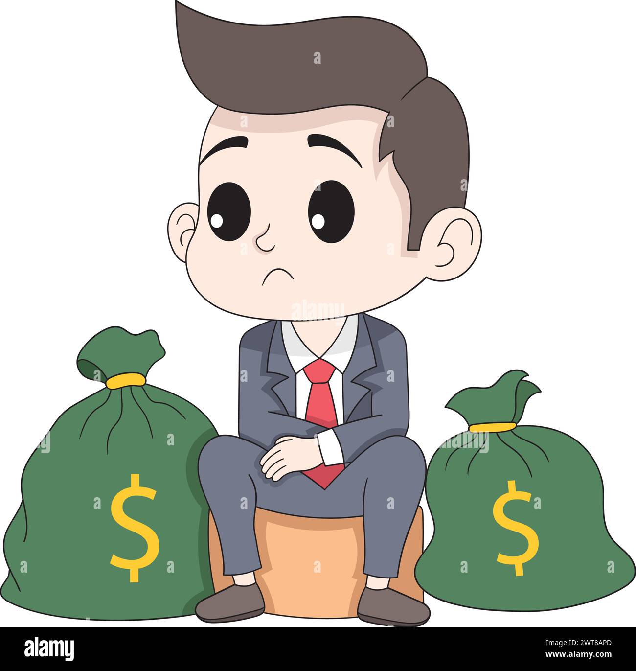 illustration of a lot of money can't buy happiness, successful ...