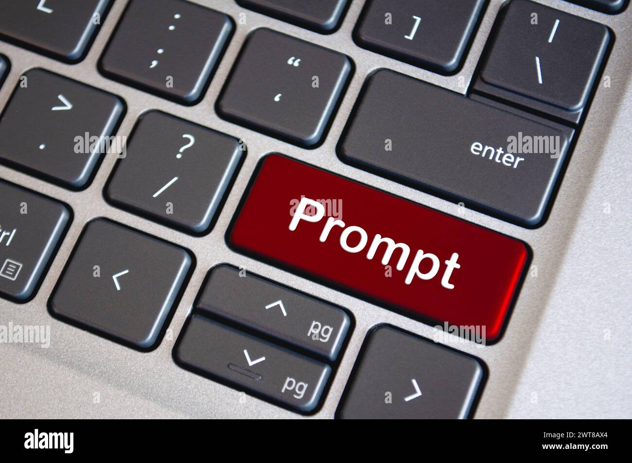 Prompt text on red laptop keyboard. Prompt concept Stock Photo - Alamy