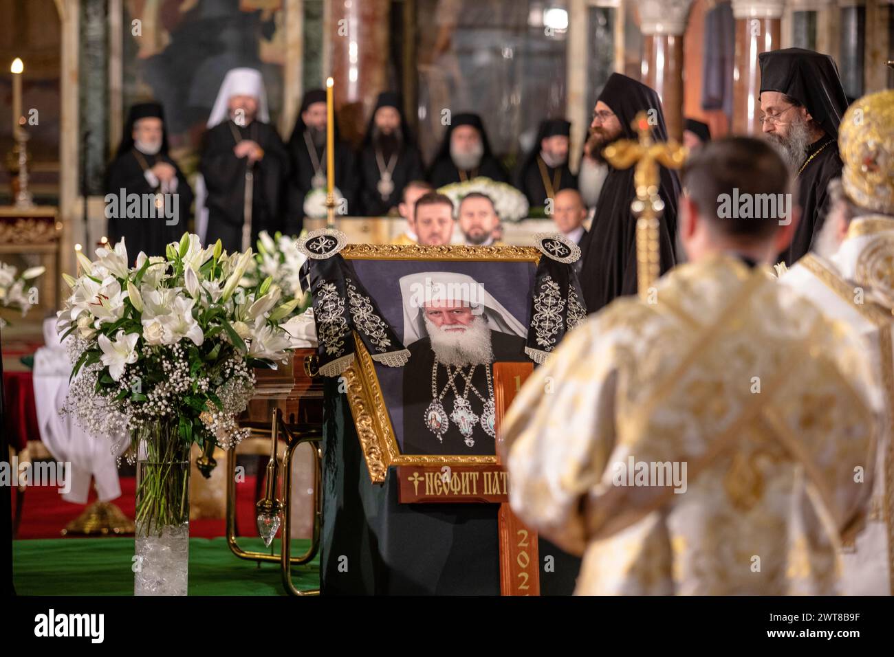 Sofia, Bulgaria, 16 March, 2024: The requiem holy liturgy in memory of the Bulgarian Patriarch ...