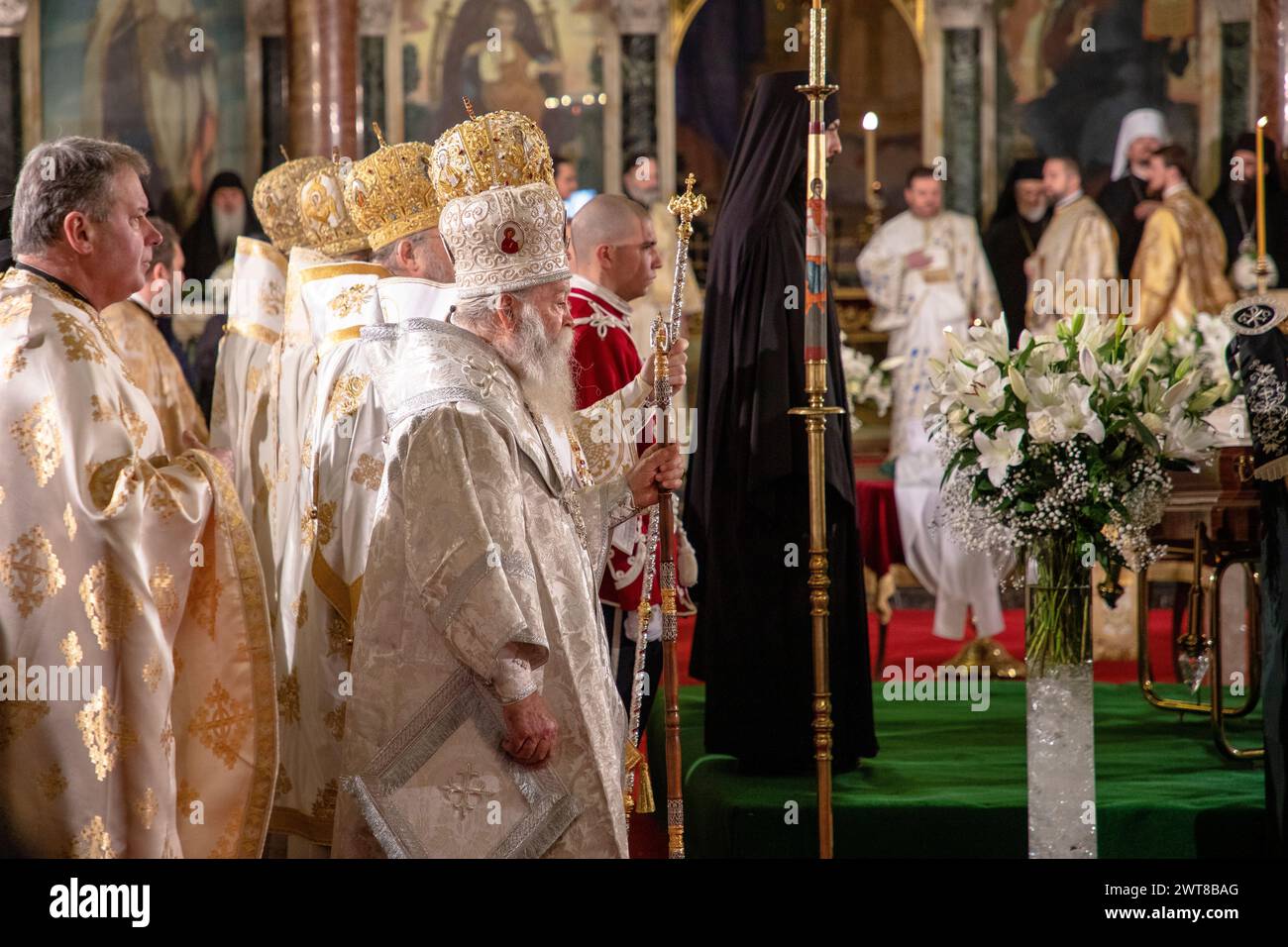 Sofia, Bulgaria, 16 March, 2024: The requiem holy liturgy in memory of the Bulgarian Patriarch ...