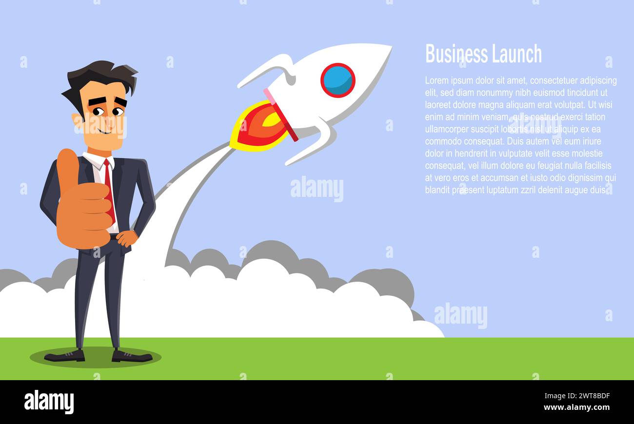 Company startup banner with rocket implying a launch, Entrepreneur ...