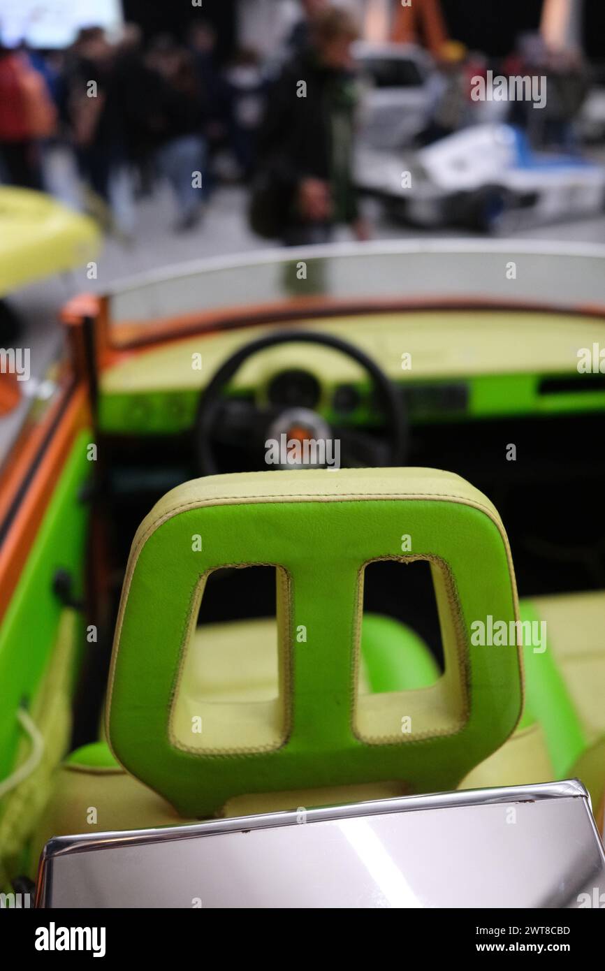 Chemnitz, Germany. 16th Mar, 2024. The modified interior of a Trabant ...