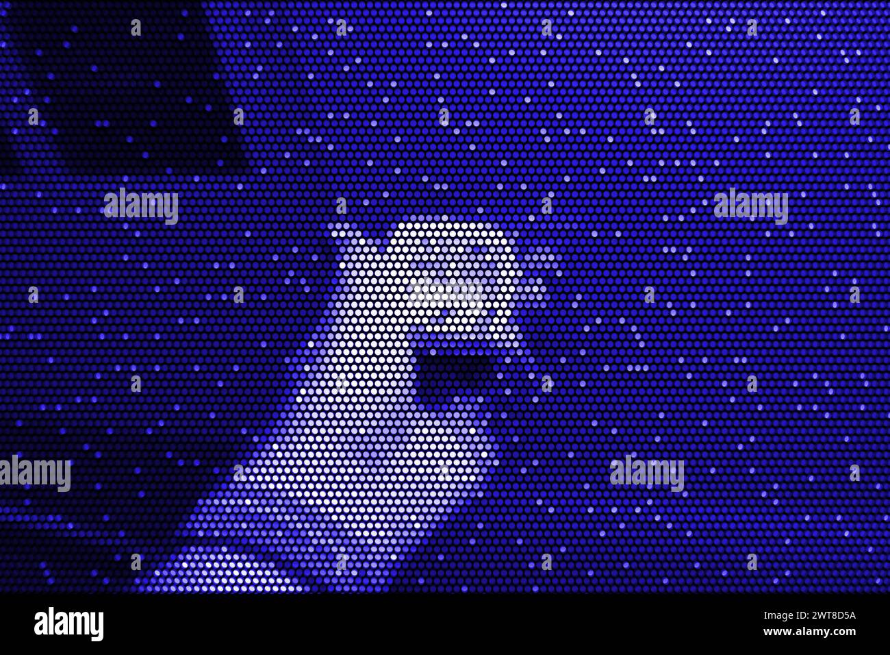 Digital blue screen displaying a person in a futuristic metaverse ...