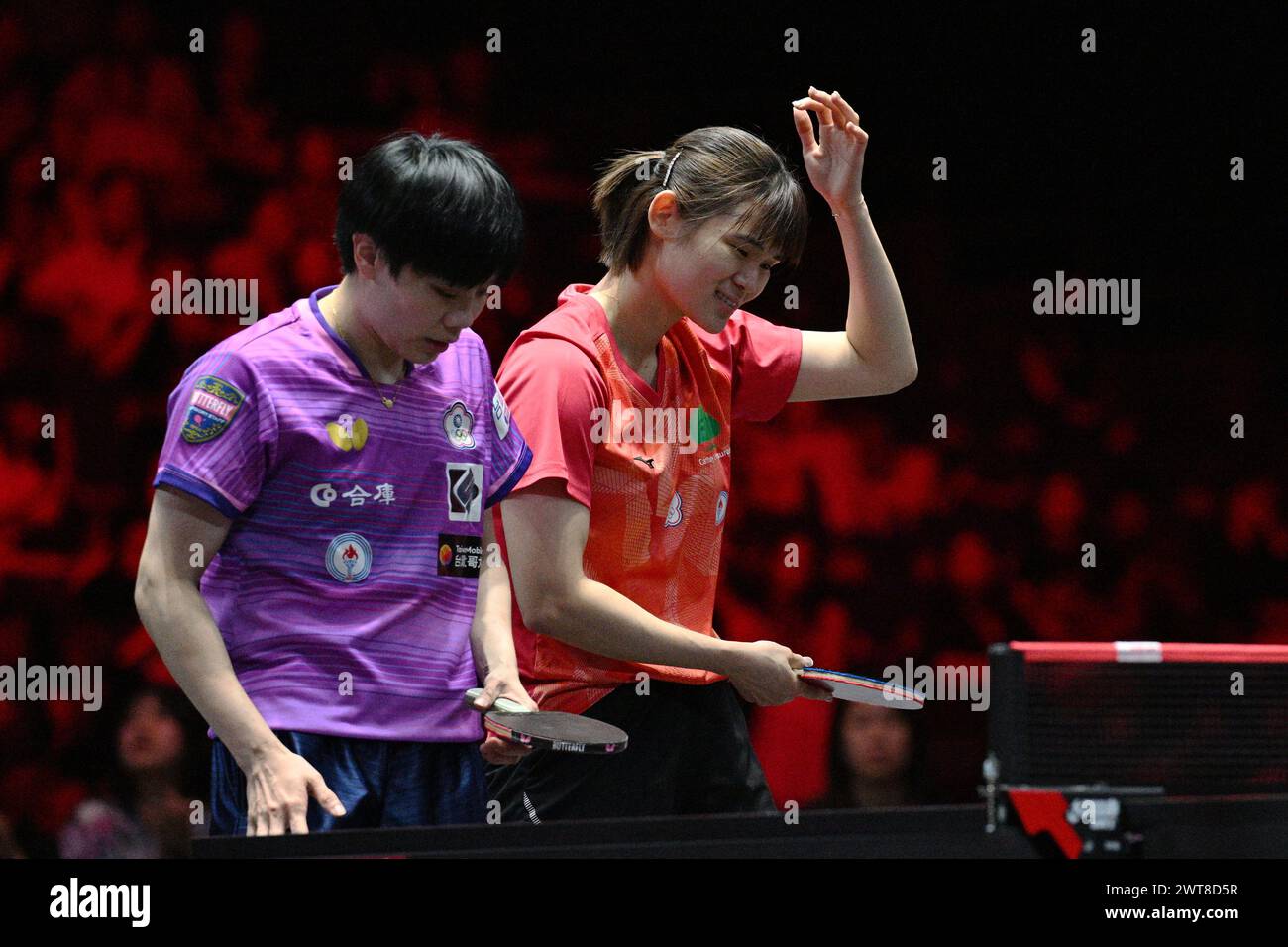 Singapore. 16th Mar, 2024. Li Yu-Jhun (R)/Cheng I-Ching of Chinese ...