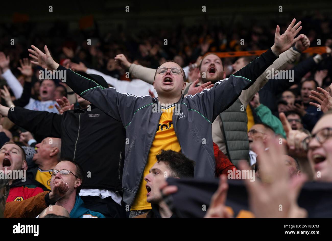 Wolverhampton Wanderers fans celebrate their second goal of the game ...