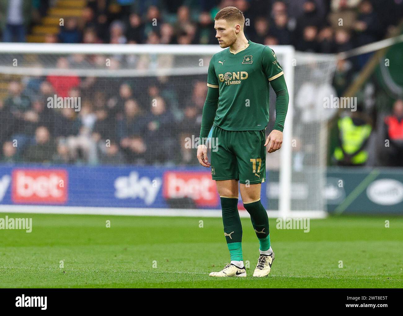 Lewis Gibson of Plymouth Argyle in action during the Sky Bet ...