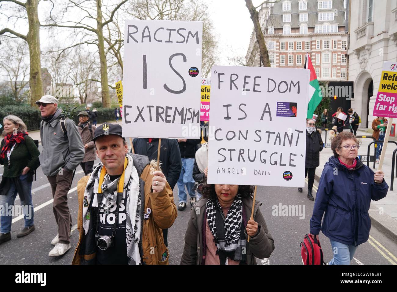 People take part in an anti-racism march in central London orgainised ...