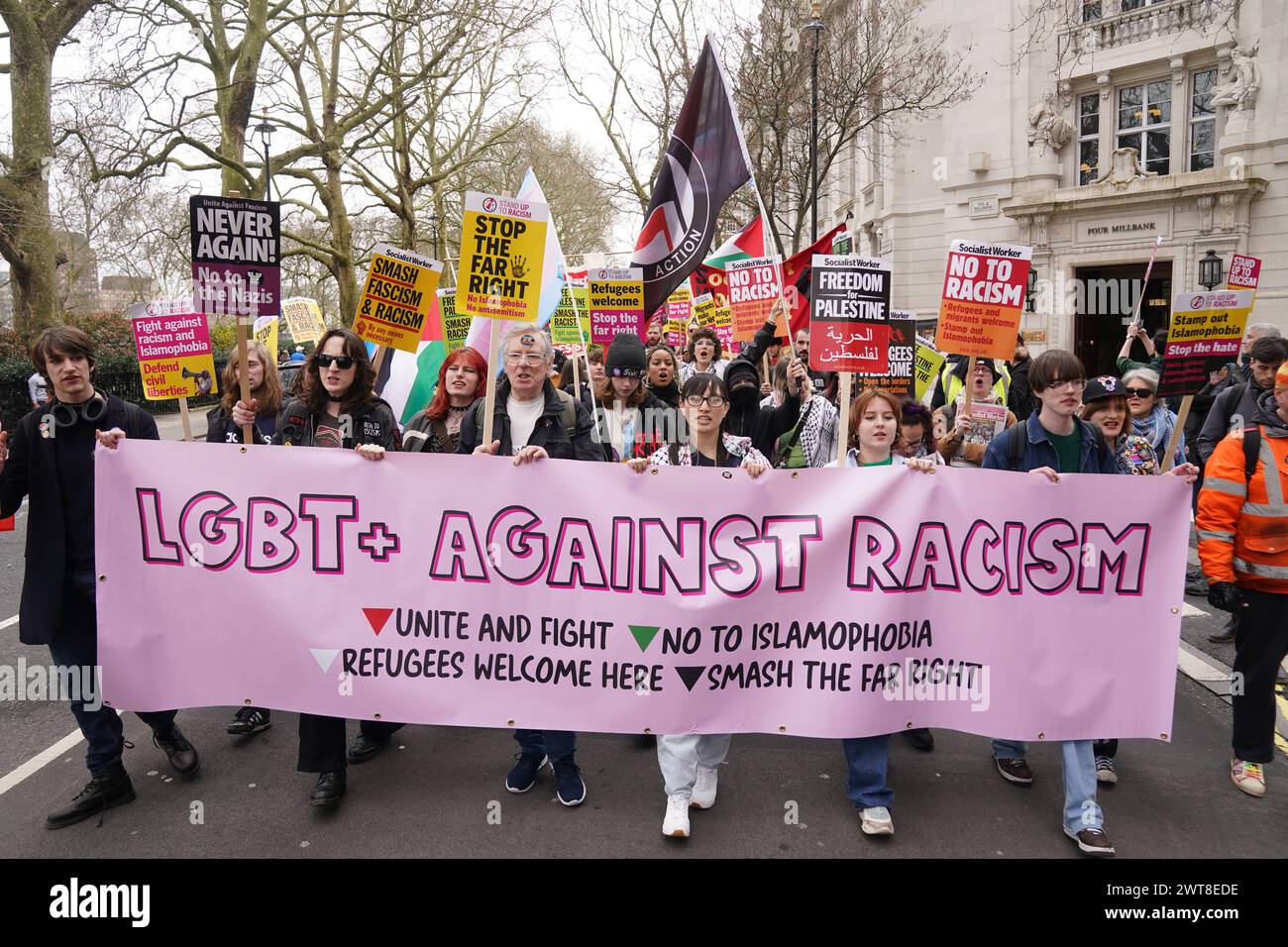 People take part in an anti-racism march in central London orgainised ...