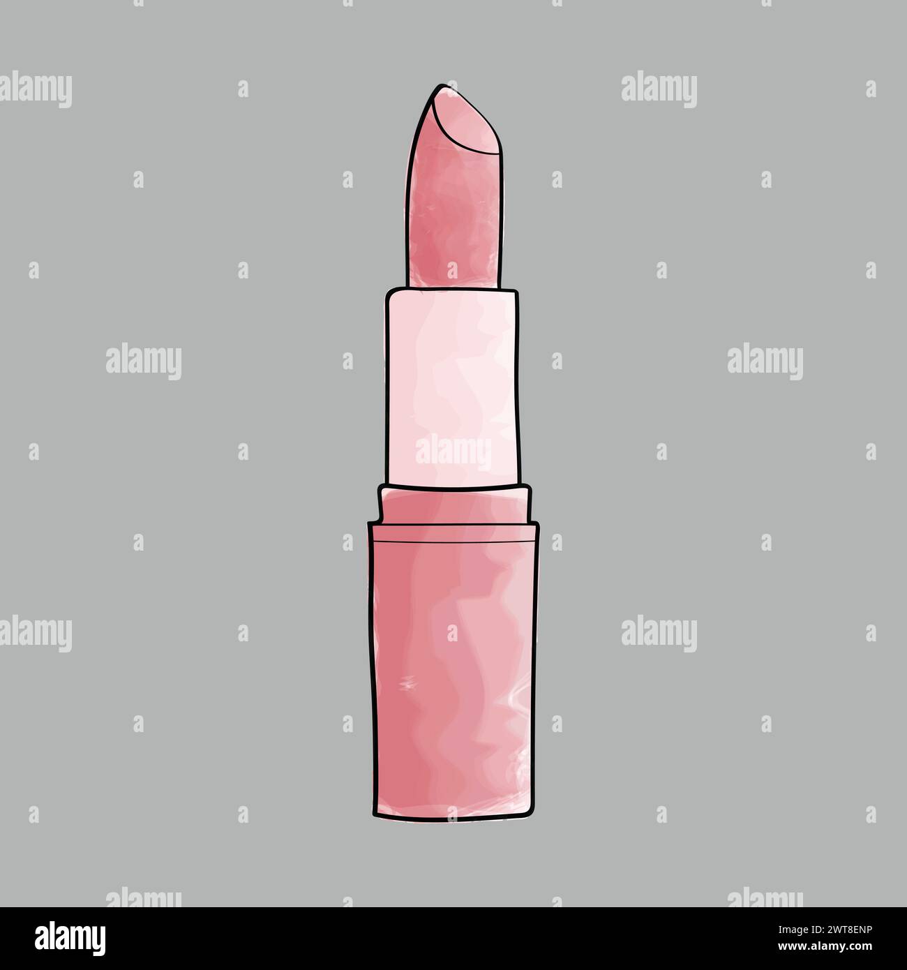 Hand drawn of lipstick with red watercolor, a vector doodle art Stock ...