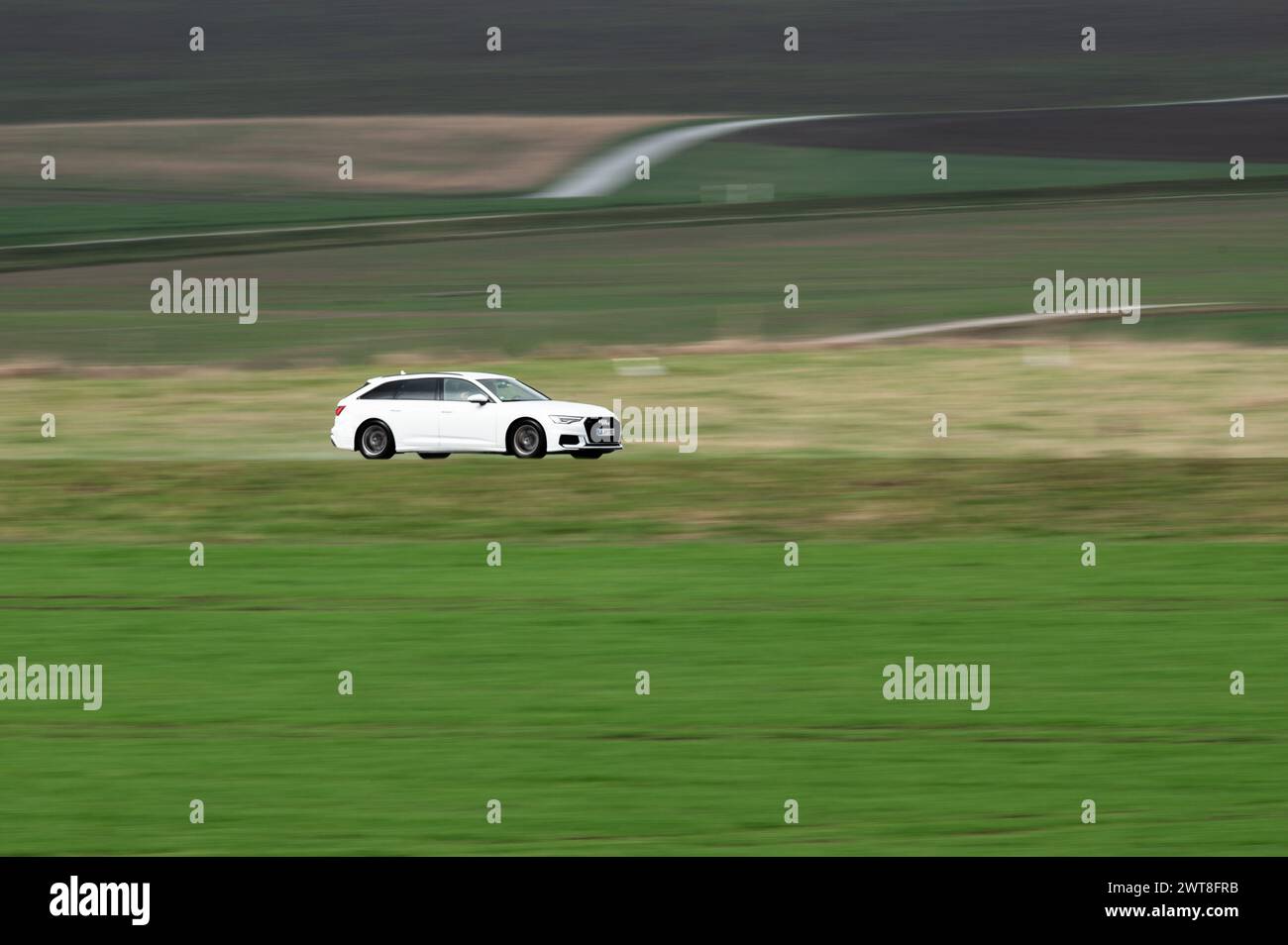SYMBOL - 16 March 2024, Baden-Württemberg, Rottweil: An Audi A6 drives ...