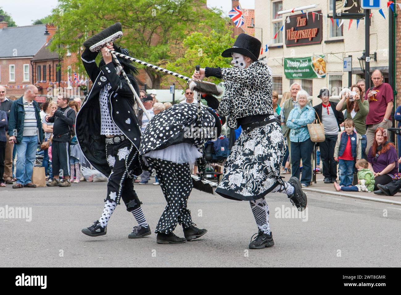 Pig Dyke molly dancers dancing in the street at the Southwell Folk ...