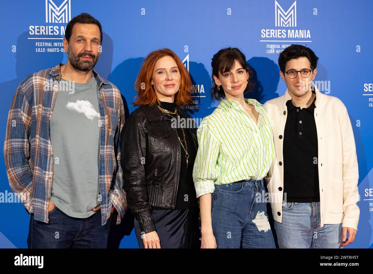 Lille, France. 16th Mar, 2024. HPI casts members Mehdi Nebbou, Audrey ...