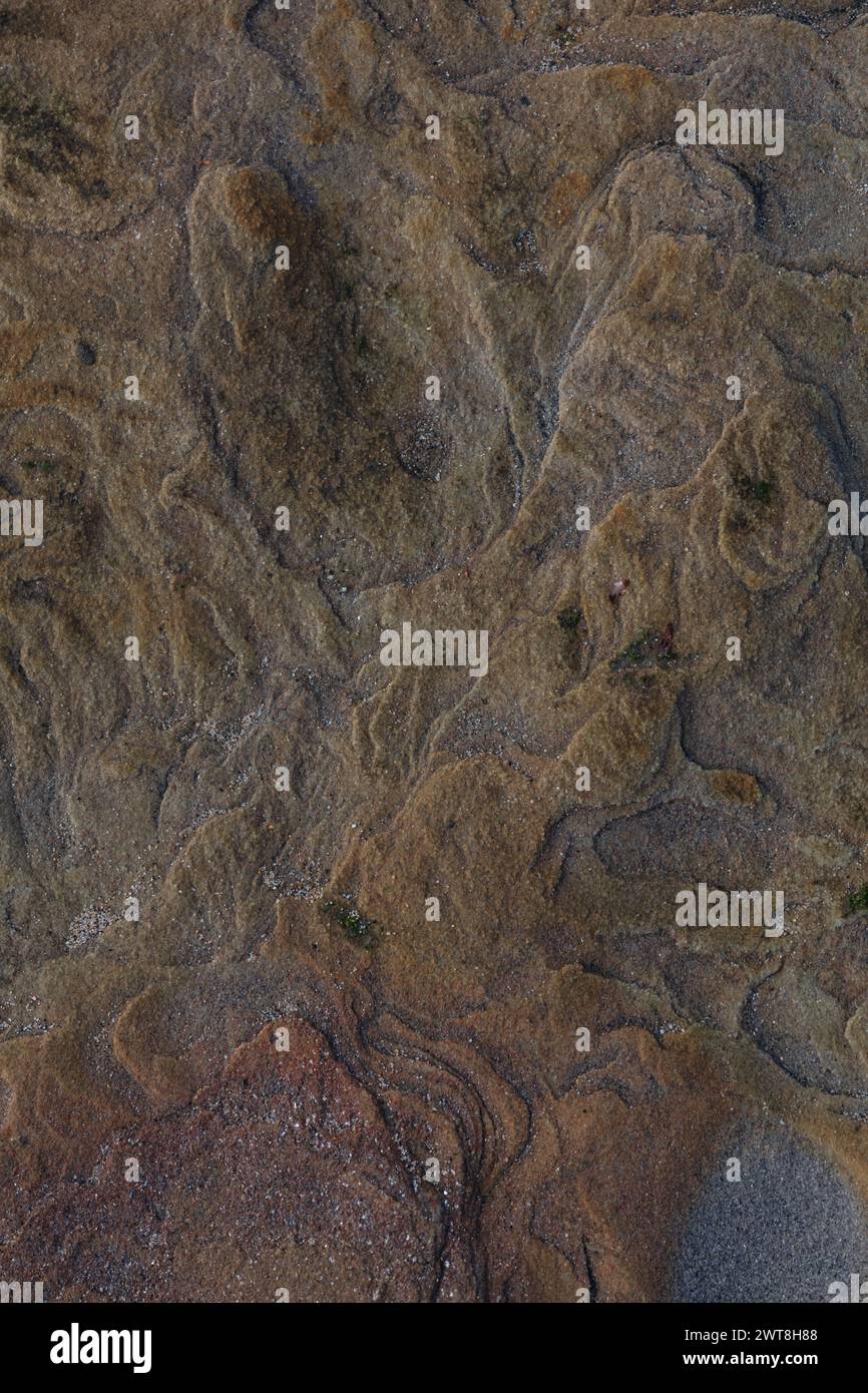 Beautiful image of coastal erosion forming patterns in sand coloured ...