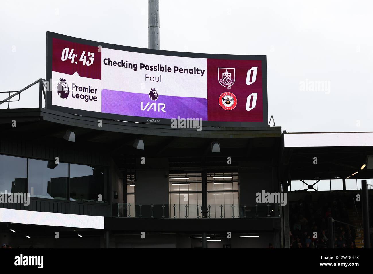 Burnley, England, 16th March 2024. VAR checking possible penalty for ...
