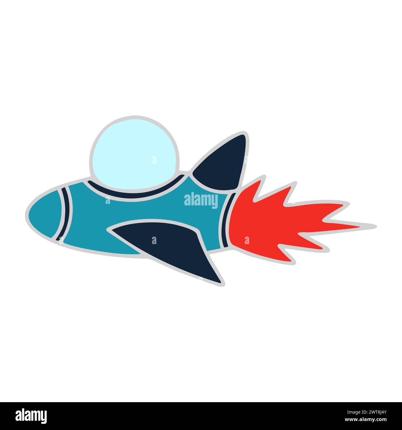 Rocket spaceship cartoon icon Cut Out Stock Images & Pictures - Alamy
