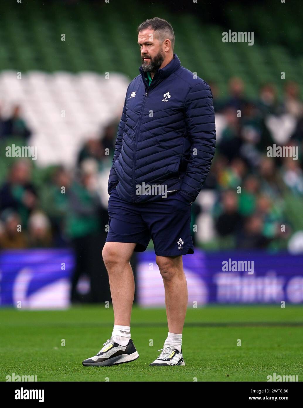 Ireland head coach Andy Farrell during the Guinness Six Nations match at the Aviva Stadium ...