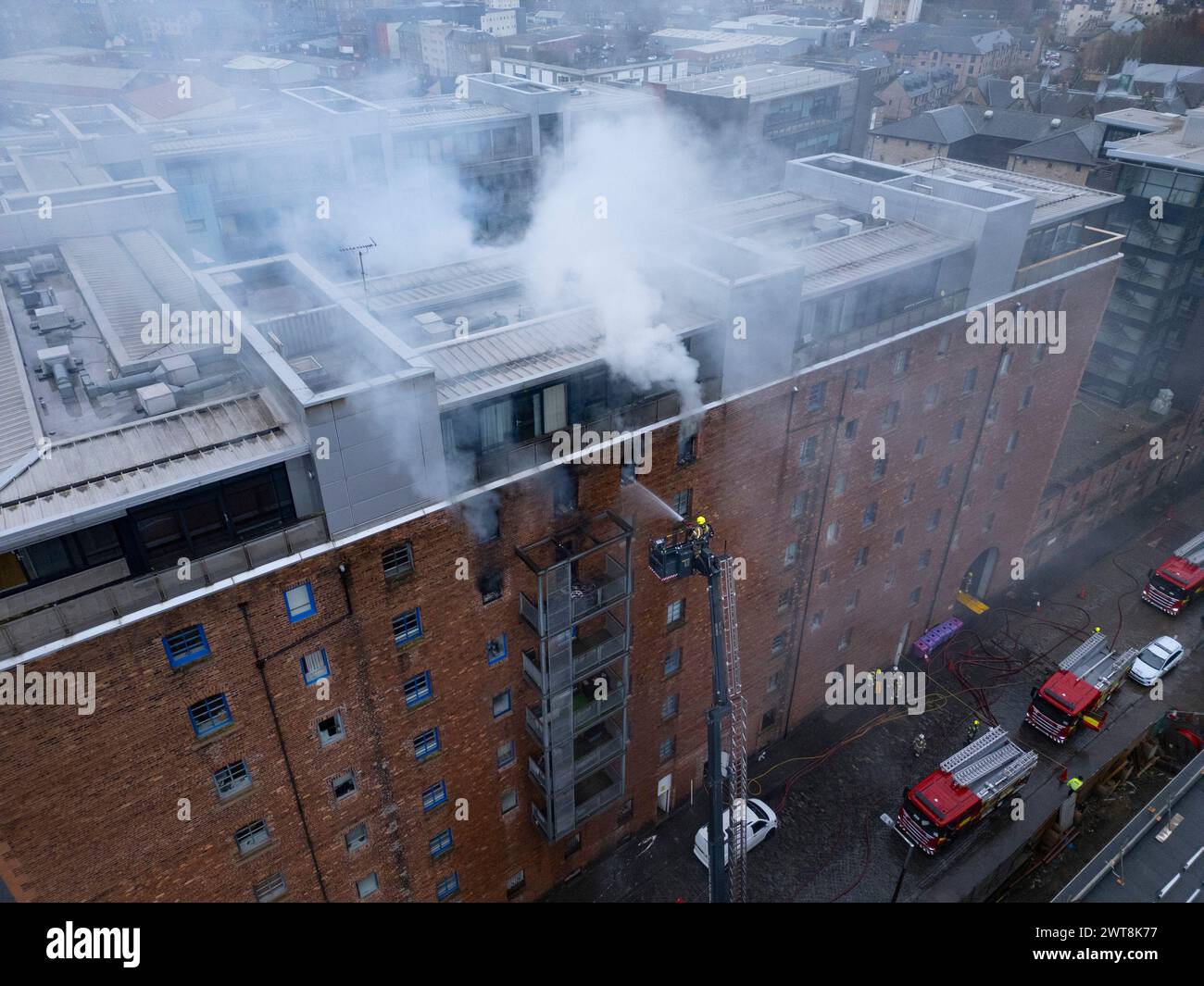 Edinburgh, Scotland, UK. 14th March, 2024. Aerial views of fire in ...