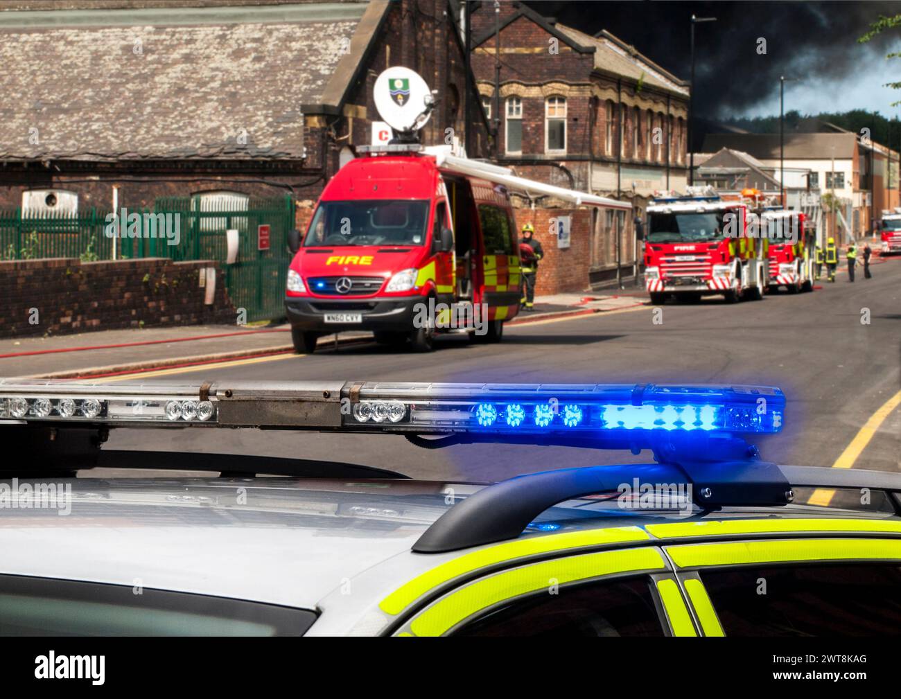 A combination of two images of a fire in Sheffield on 14 July 2013 and ...