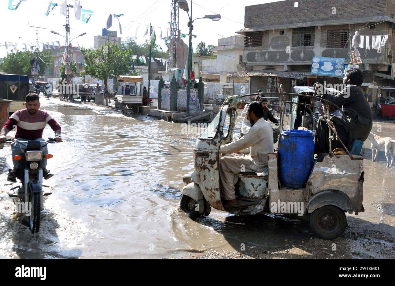Inundated road by overflowing sewerage water, creating problems for ...