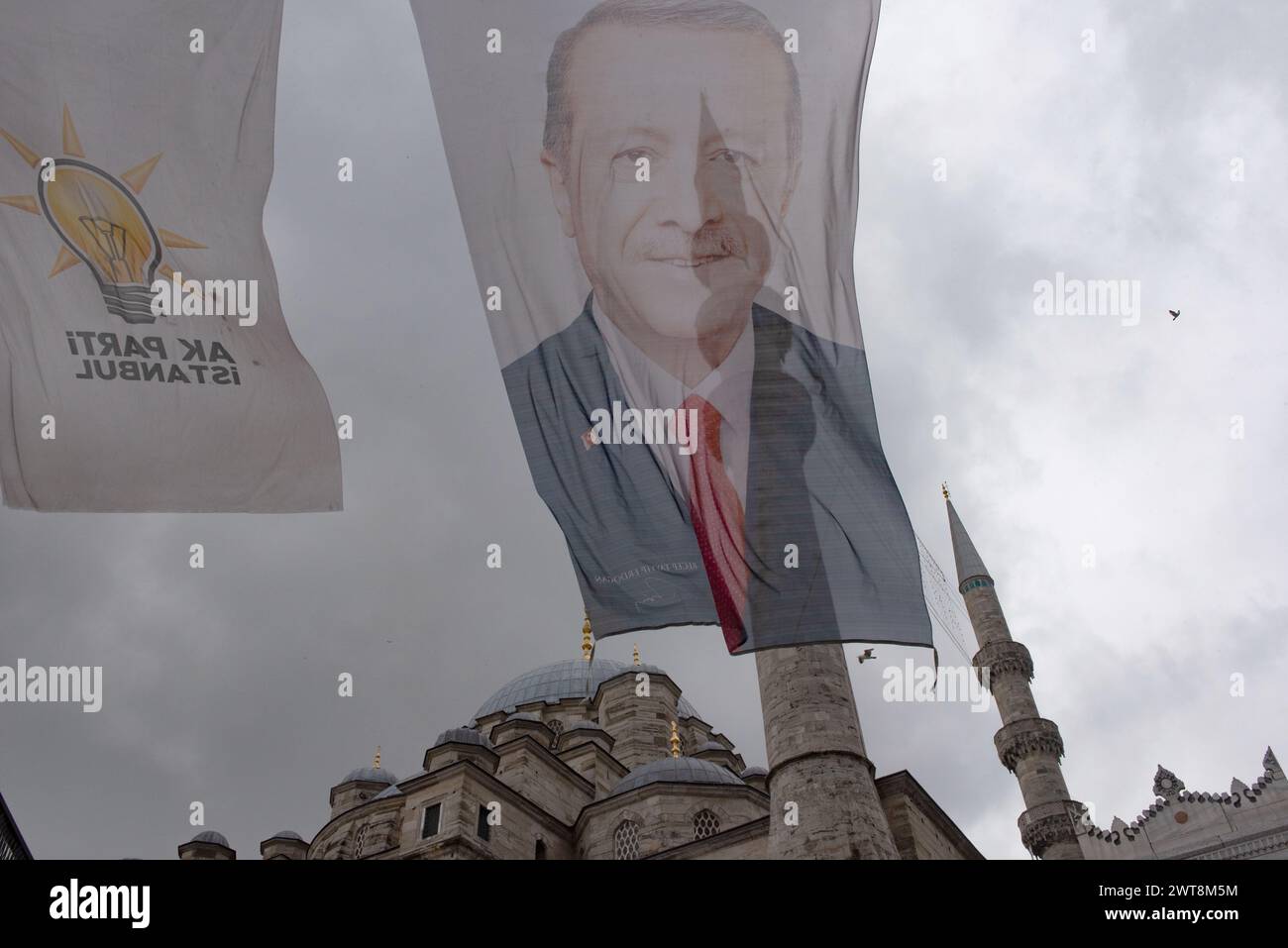 Istanbul, Turkey. 15th March 2024 An election banner of the Turkish ...
