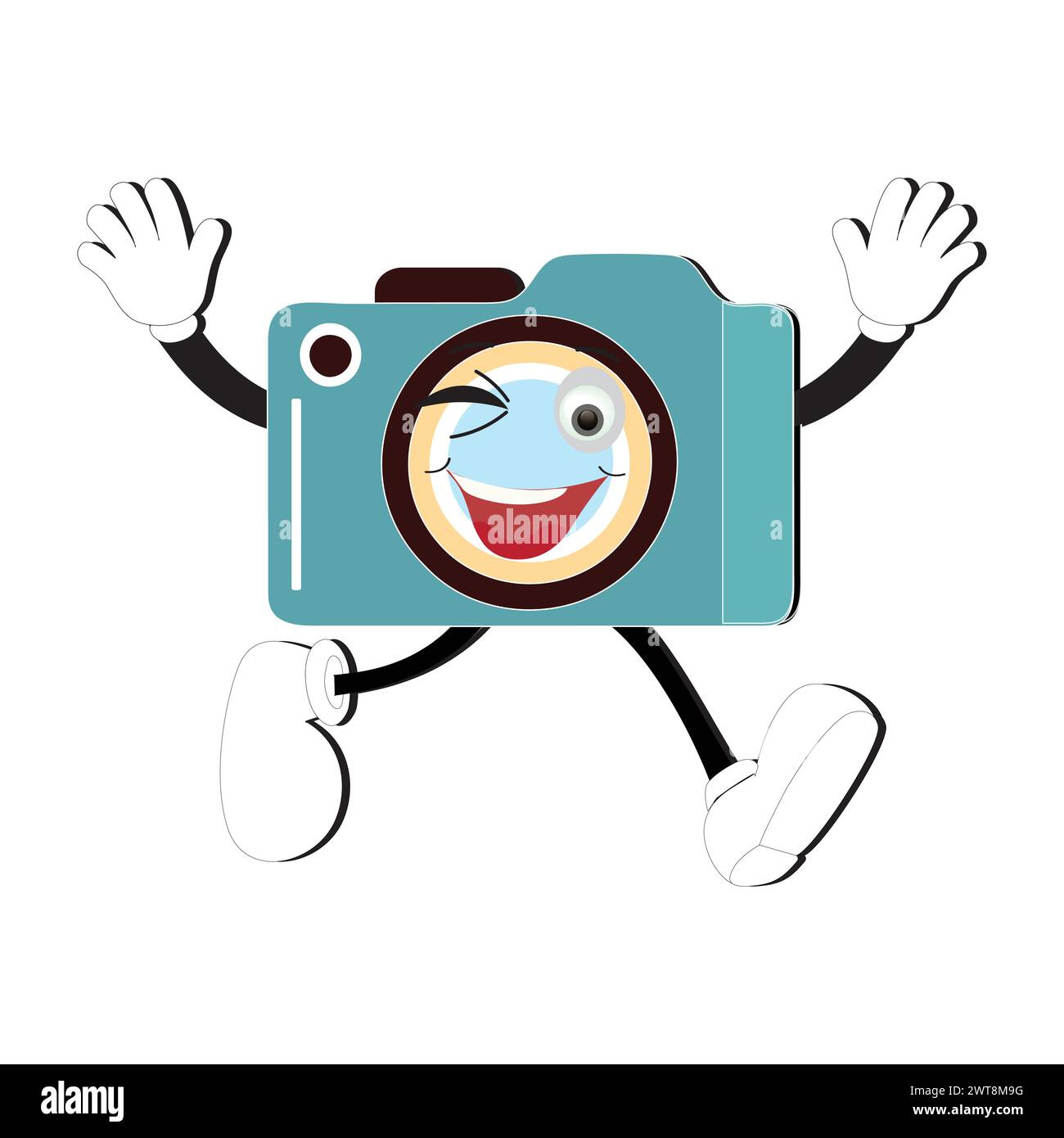 Camera Retro Mascot Character cartoon, camera mascot is smiling and ...