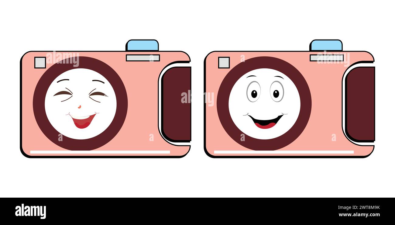 Camera Retro Mascot Character cartoon, camera mascot is smiling and ...
