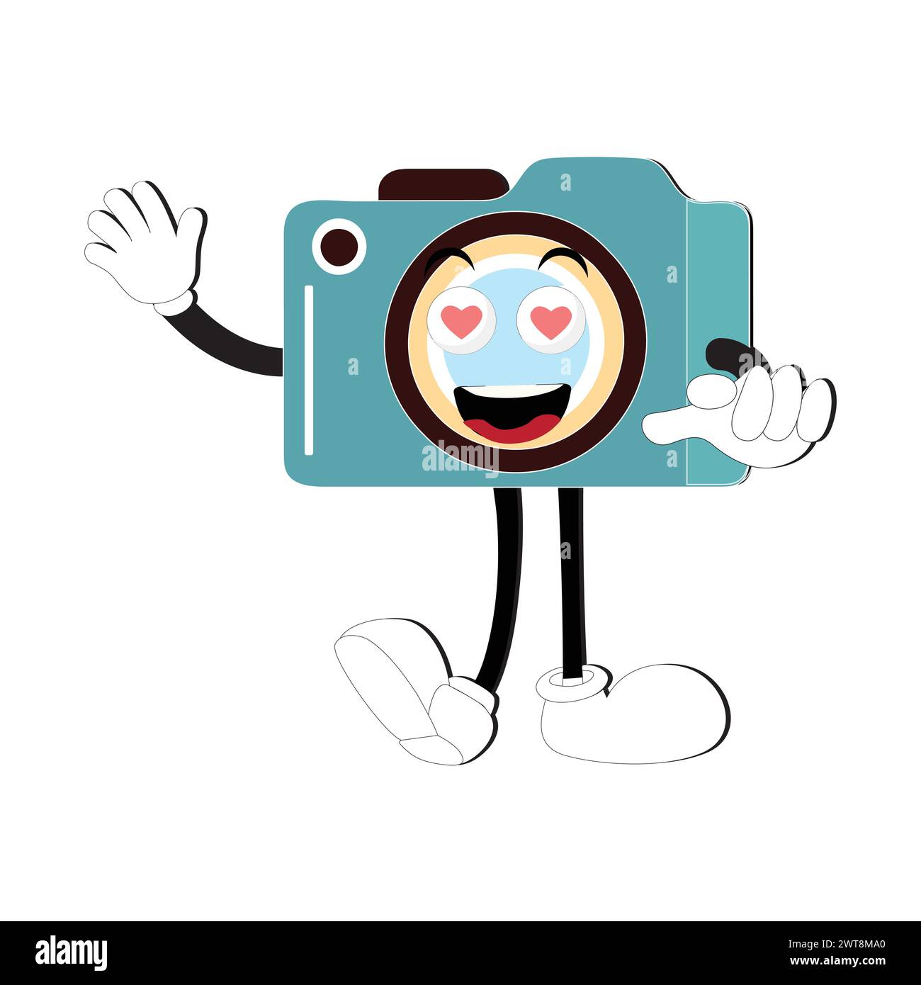 Camera Retro Mascot Character cartoon, camera mascot is smiling and ...