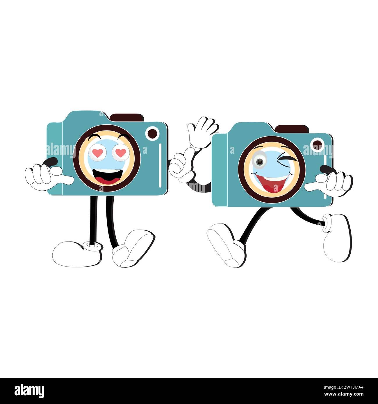 Camera Retro Mascot Character cartoon, camera mascot is smiling and ...