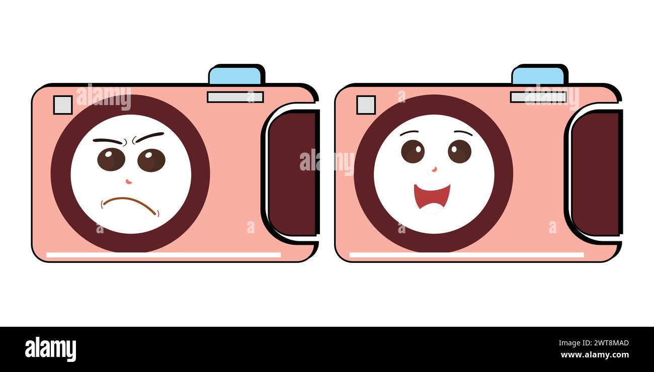 Camera Retro Mascot Character cartoon, camera mascot is smiling and ...