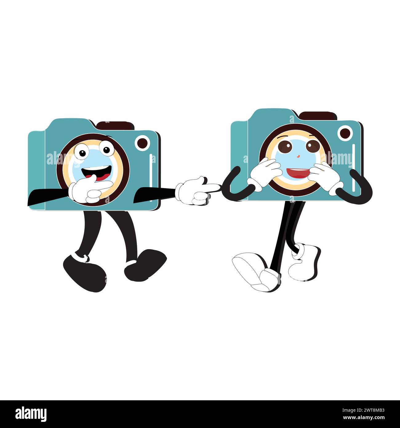 Camera Retro Mascot Character cartoon, camera mascot is smiling and ...