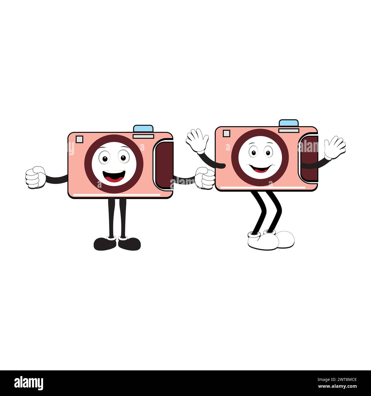 Camera Retro Mascot Character cartoon, camera mascot is smiling and ...