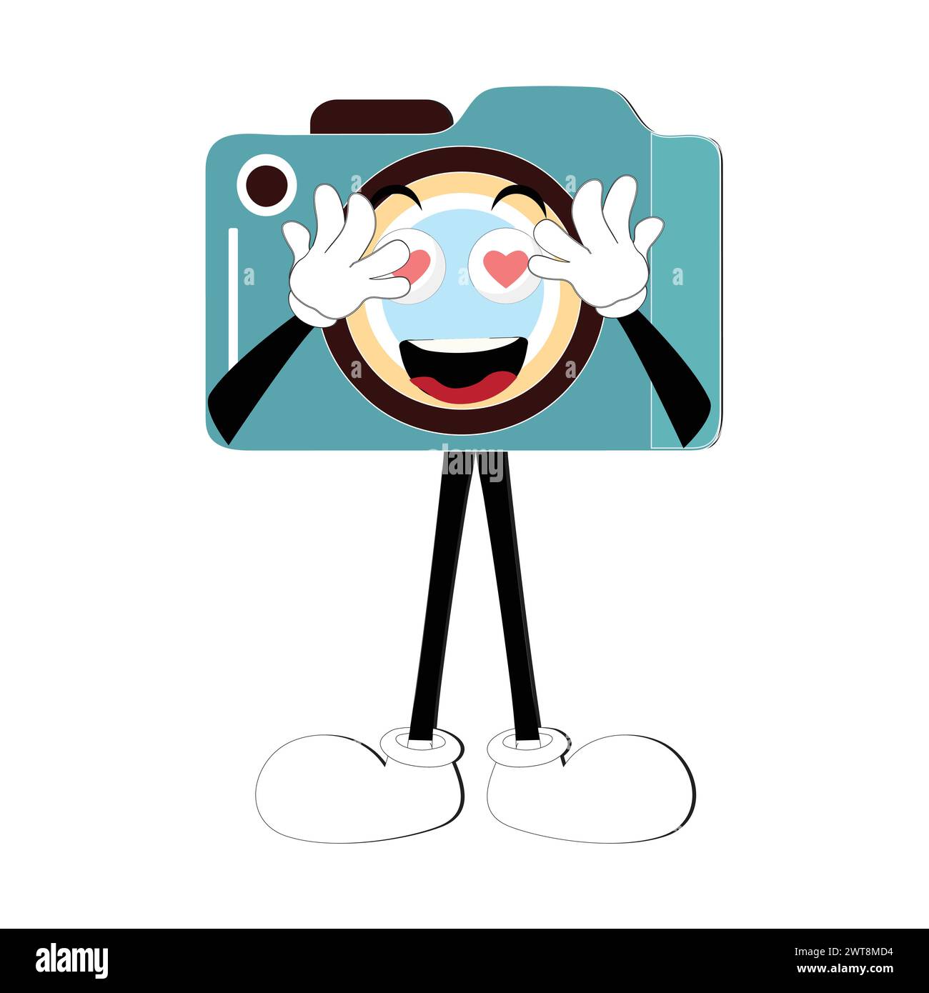Camera Retro Mascot Character cartoon, camera mascot is smiling and ...